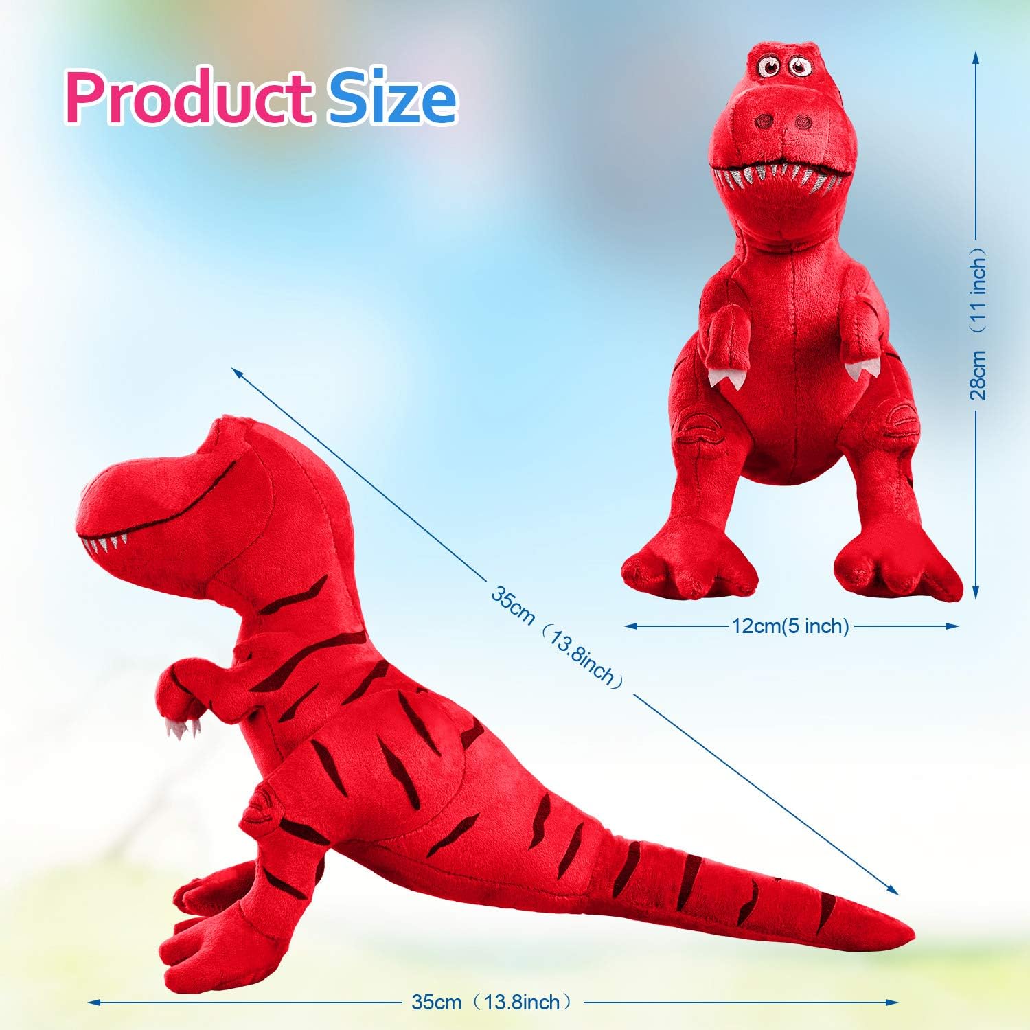 Marsjoy Red Stuffed Dinosaur Plush Toy, Plush Dinosaur Stuffed Animal ...
