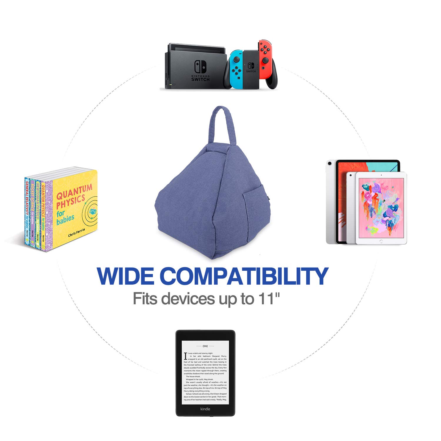 MoKo Tablet Pillow Stand, Lap Pillow Bed Sofa Soft Cushion Holder Xmas ...