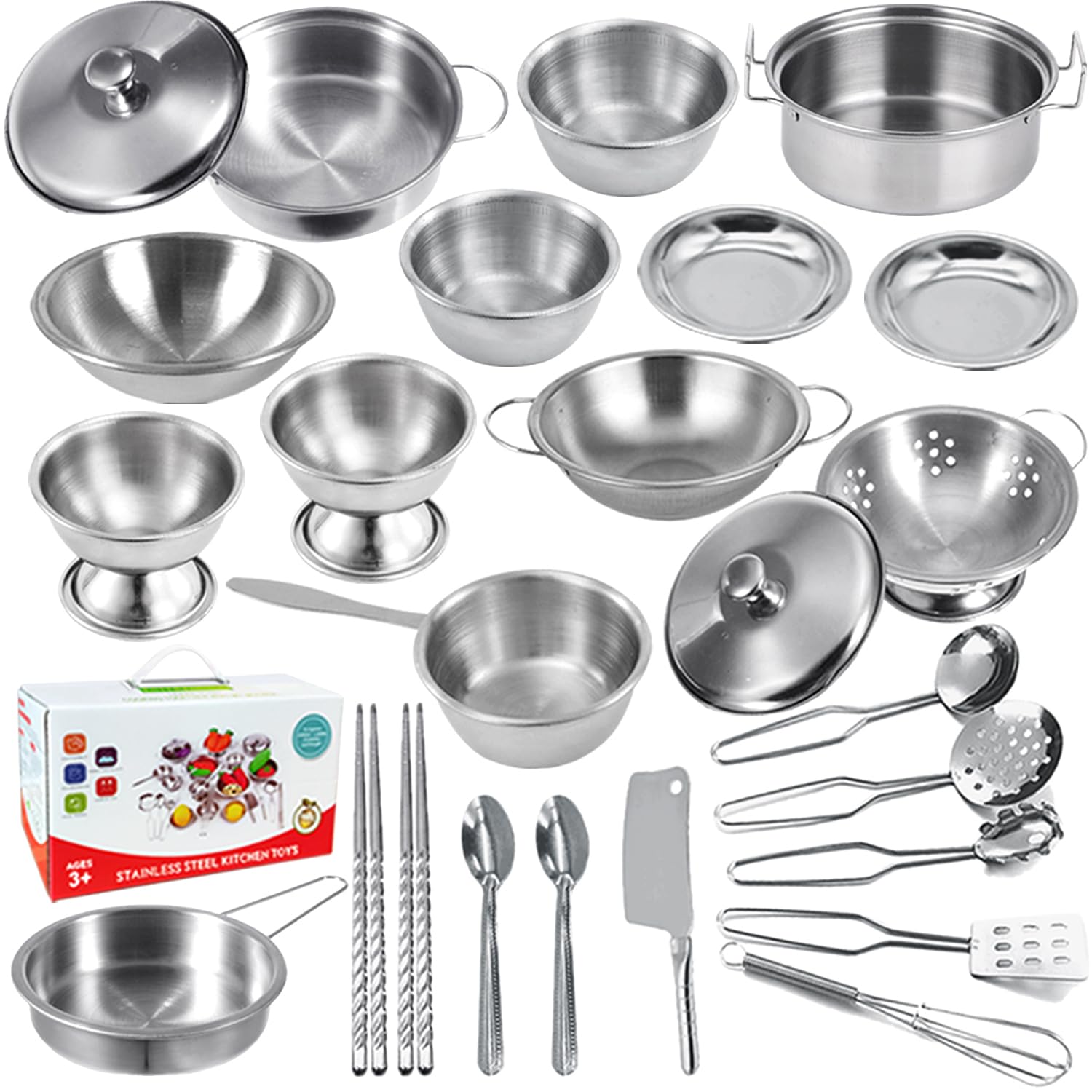 Mua Tiny Classic Stainless Steel Kitchen Toys Cooking Utensils Set ...
