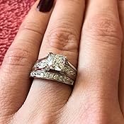 Amazon.com: MABELLA 925 Sterling Silver Cubic Zirconia Princess Cut Women's Wedding Engagement ...