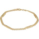 Amazon.com: Barzel Gold Anklet for Women Flat Mariner Anklet 18K Gold Plated Flat Marina Link ...