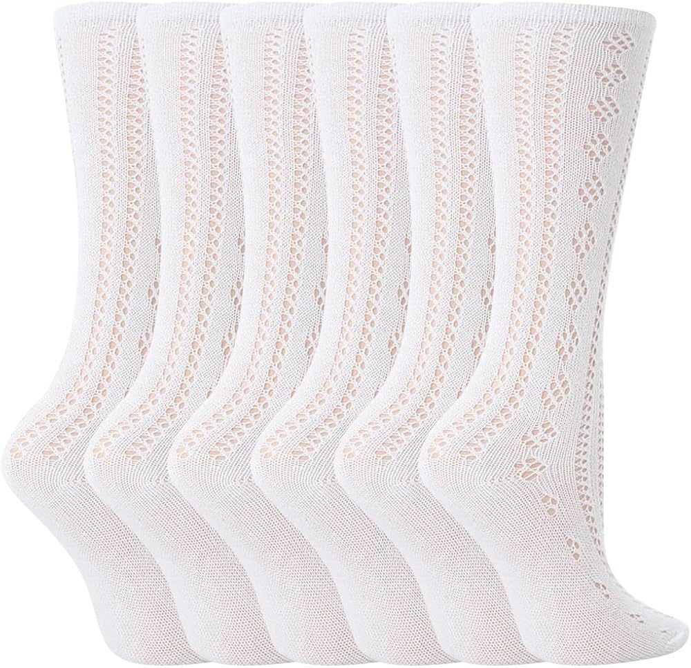 Amazon.com: 6 pairs Girls white Knee High pelerine 3/4 school Socks US ...