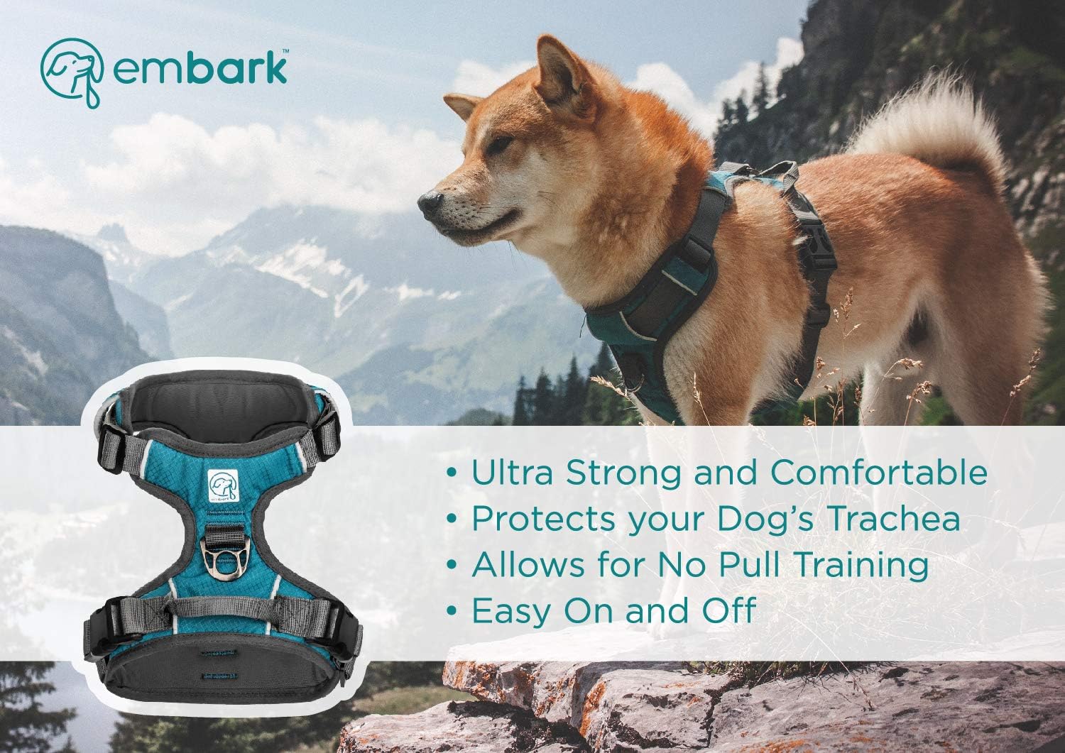 Embark Pets Adventure Dog Harness, Easy On and Off with Front and Back ...