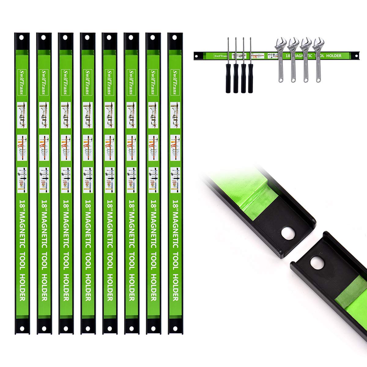Mua Magnetic Tool Holder 18 Inch 8 Pack Heavy Duty Magnet Tool Bar Strip Rack Wall Mount Green ...