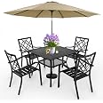 Amazon.com: SUNCROWN 5-Piece Outdoor Wrought Iron Chairs and Table ...
