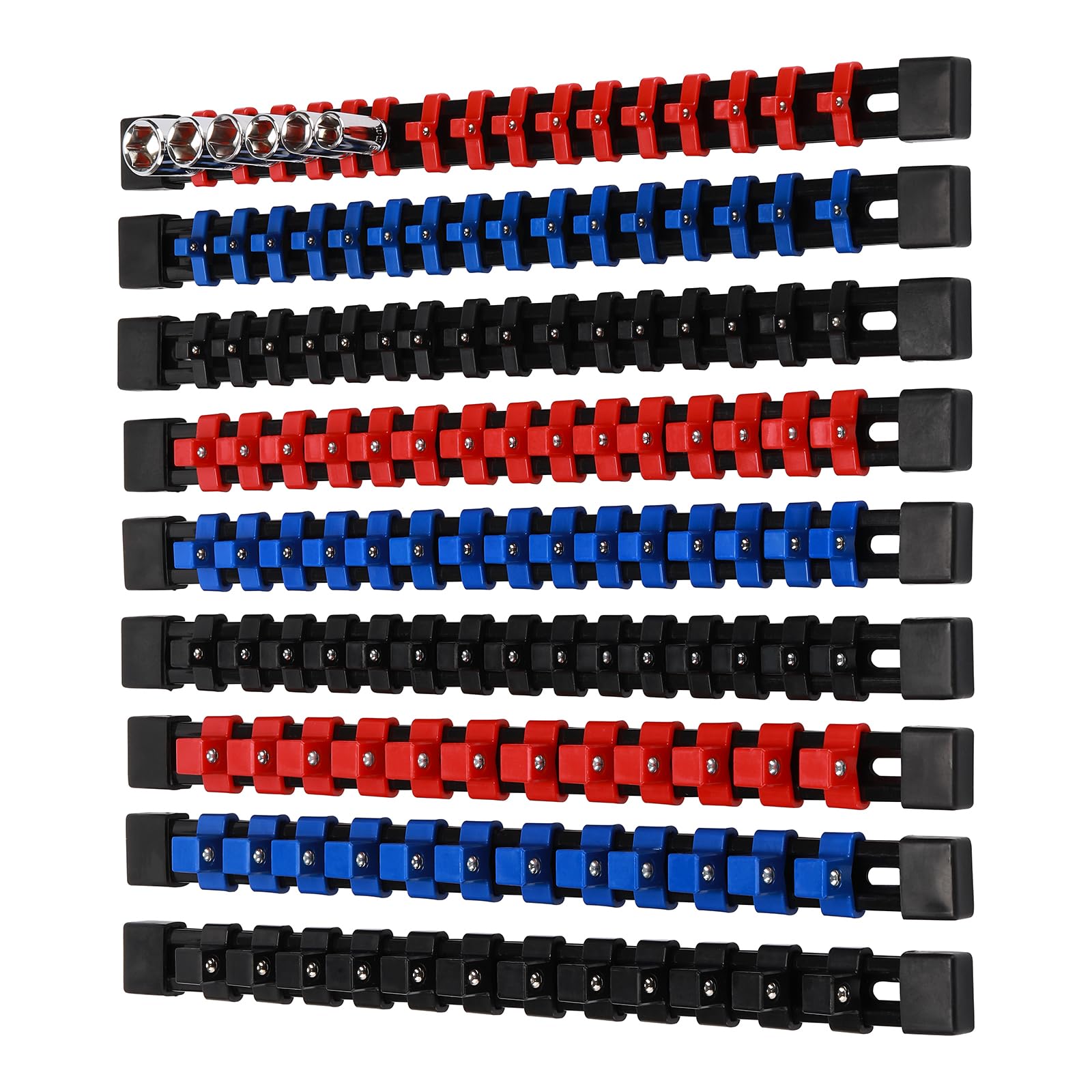 Mayouko 9PCS 1/4",3/8",1/2"Drive ABS Socket Organzier, Socket Rail ...