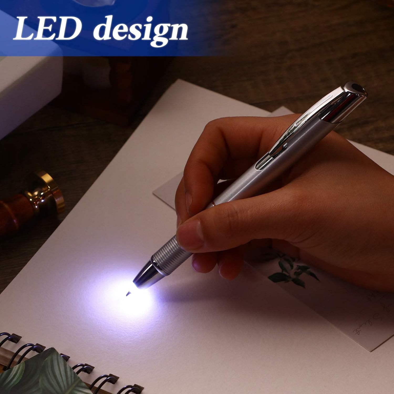 4 Pieces Lighted Tip Pen Ballpoint Pen with Light Bright White ...