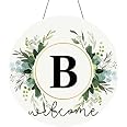 Amazon.com: Monogram Letter B Wreaths for Front Door Wreath Wooden ...
