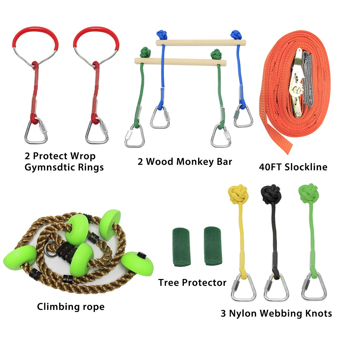 Monkey Bars Set Ninja Warrior Obstacle Course Kit For Kids - 52 ...