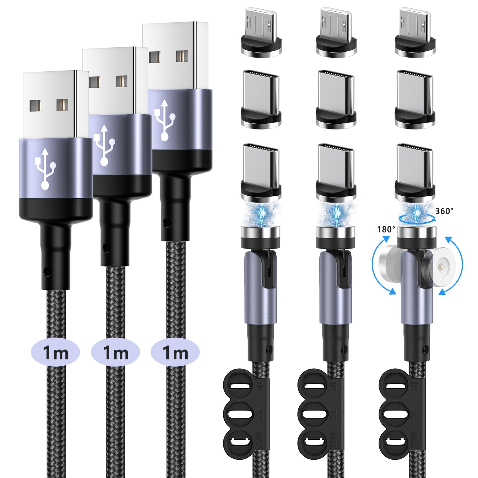 Mua RAAVEE Magnetic Charging Cable [Set of 3 / 1M + 1M + 1M + 9 ...
