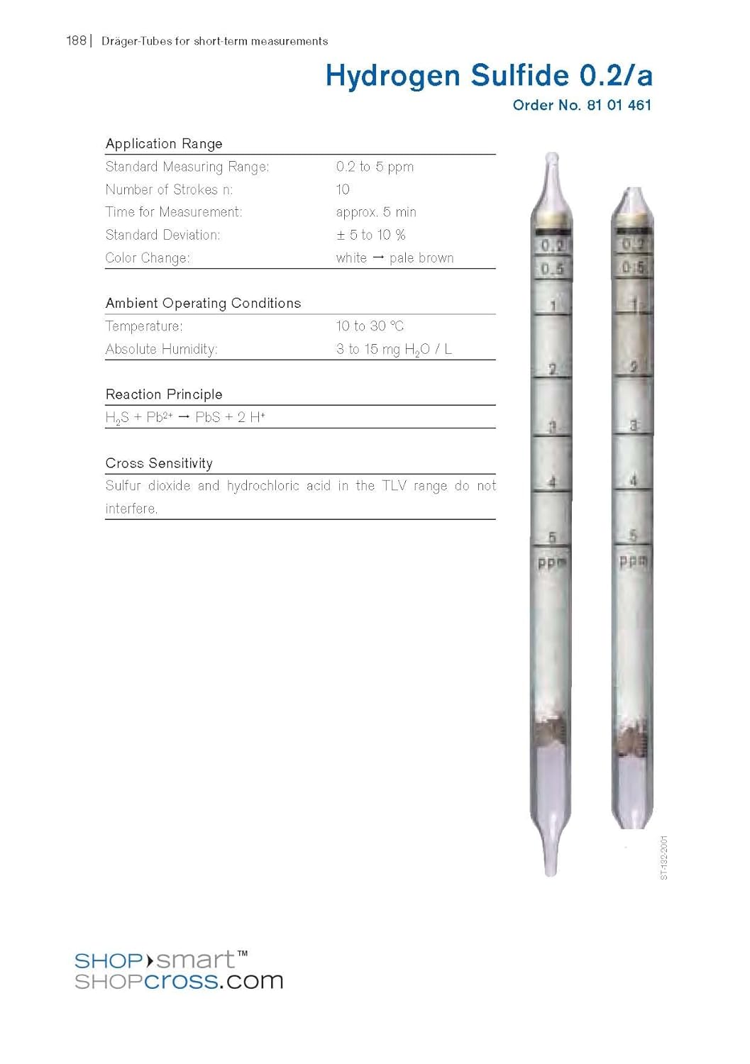 Hydrogen Sulfide 0.2/a 8101461 Draeger Tube tillescenter Lab ...