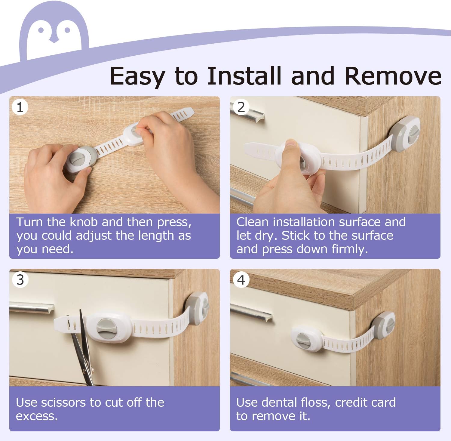 Momcozy Baby Proofing Cupboard Locks 12 Pack, 10 Pack Adjustable Child ...