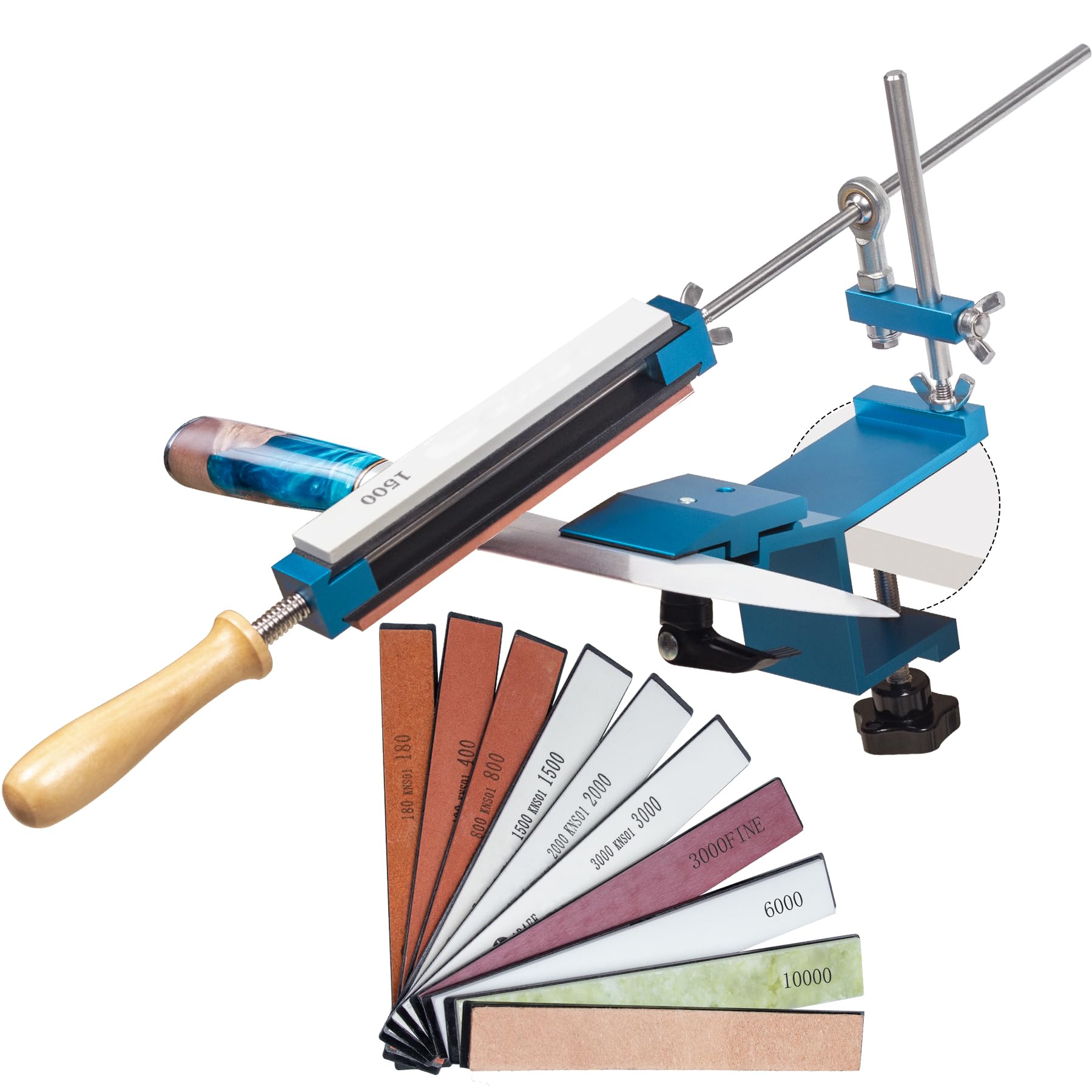 CWOVRS Knife Sharpening Kit with Quick-Clamp Design, Fixed-Angle Knife ...