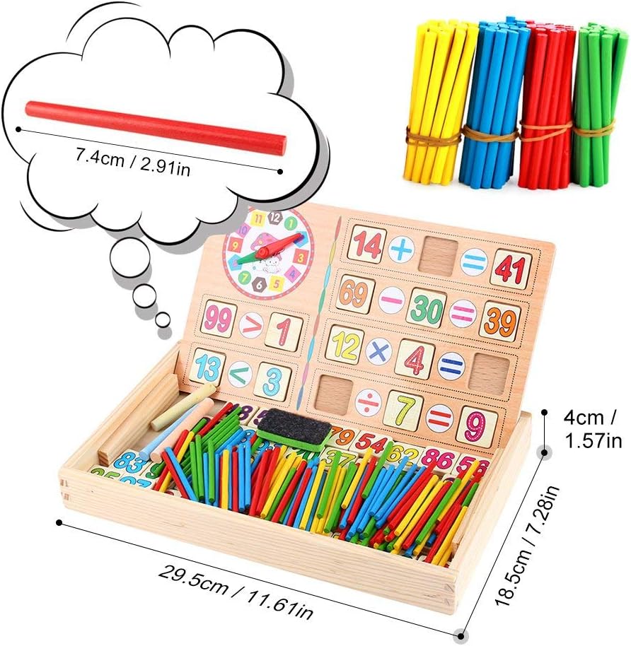 Yosoo Wooden Number Cards & Counting Rods With Storage Box for Kids ...