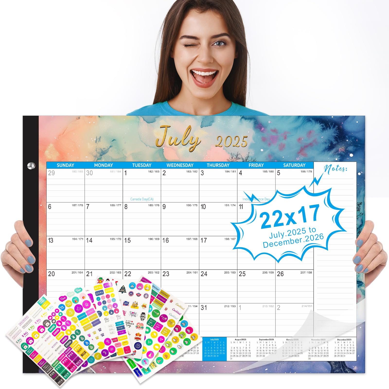 Gannyfer Desk Calendar 2025-2026, 18 Month Calendar July 2025 - Dec ...