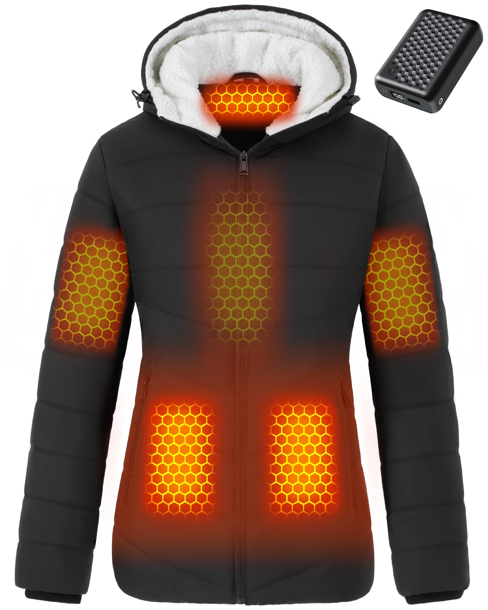 Women Heated Jacket Battery Pack Included Fleece Coat Ladies ...
