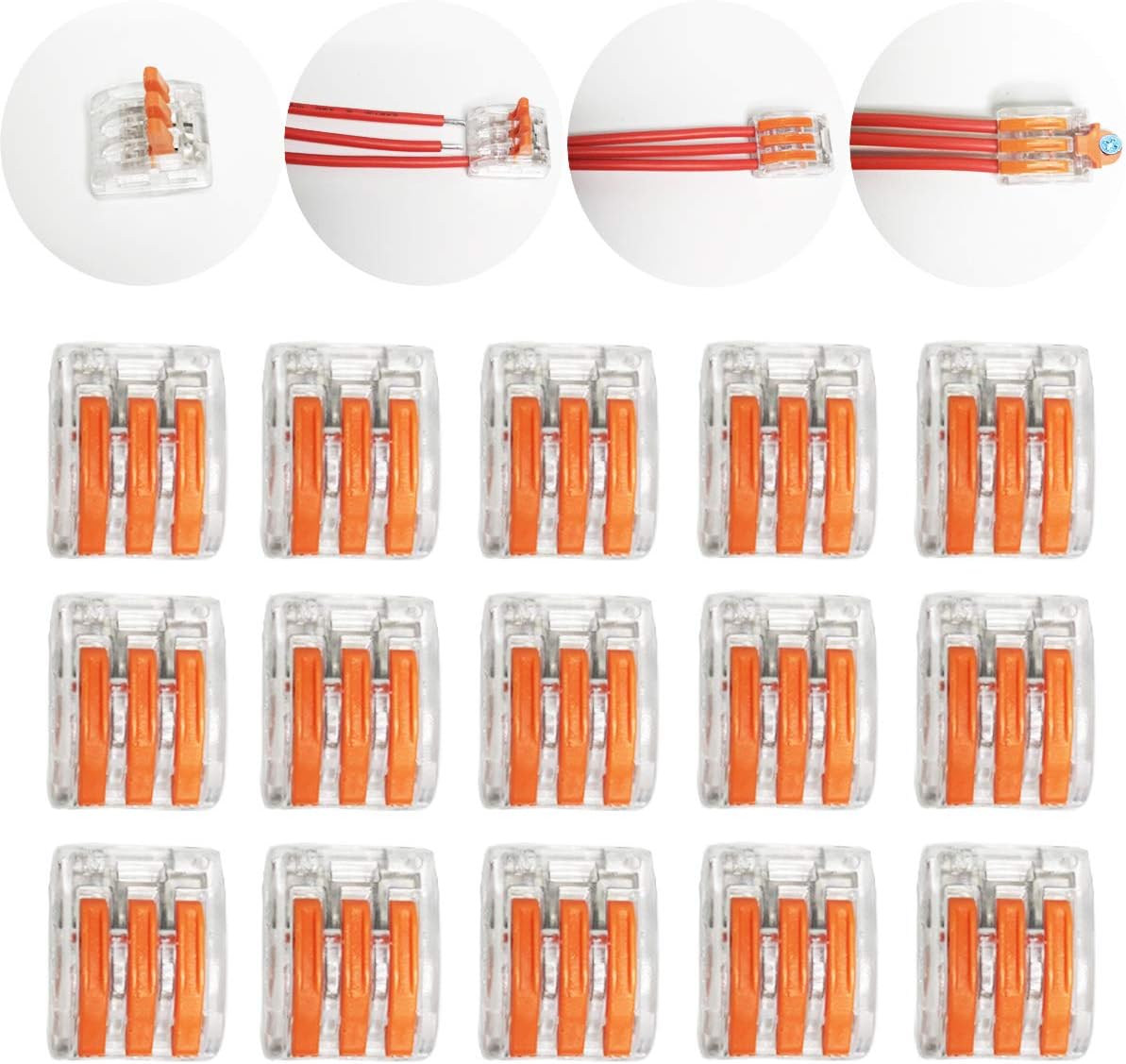 Compact Wire Connectors,CTRICALVER Electrical Connector Blocks 15 pcs 3 ...