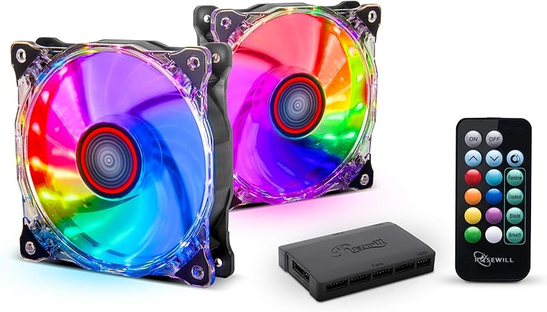 Amazon.com: Rosewill RGB Case Fan 2-Pack 120mm Case Fans with 17-Key ...