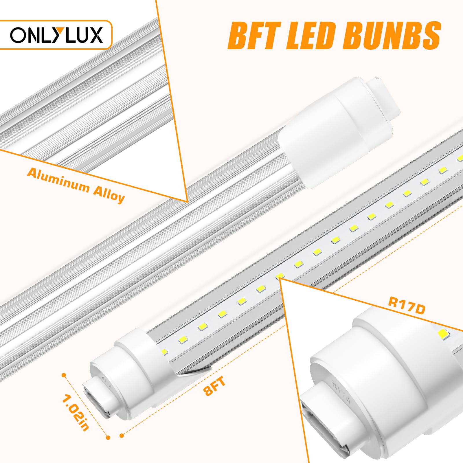 Mua 8ft R17D LED Tube Light, F96t12 HO 8 Foot Led Bulbs, 96'' 8ft led ...