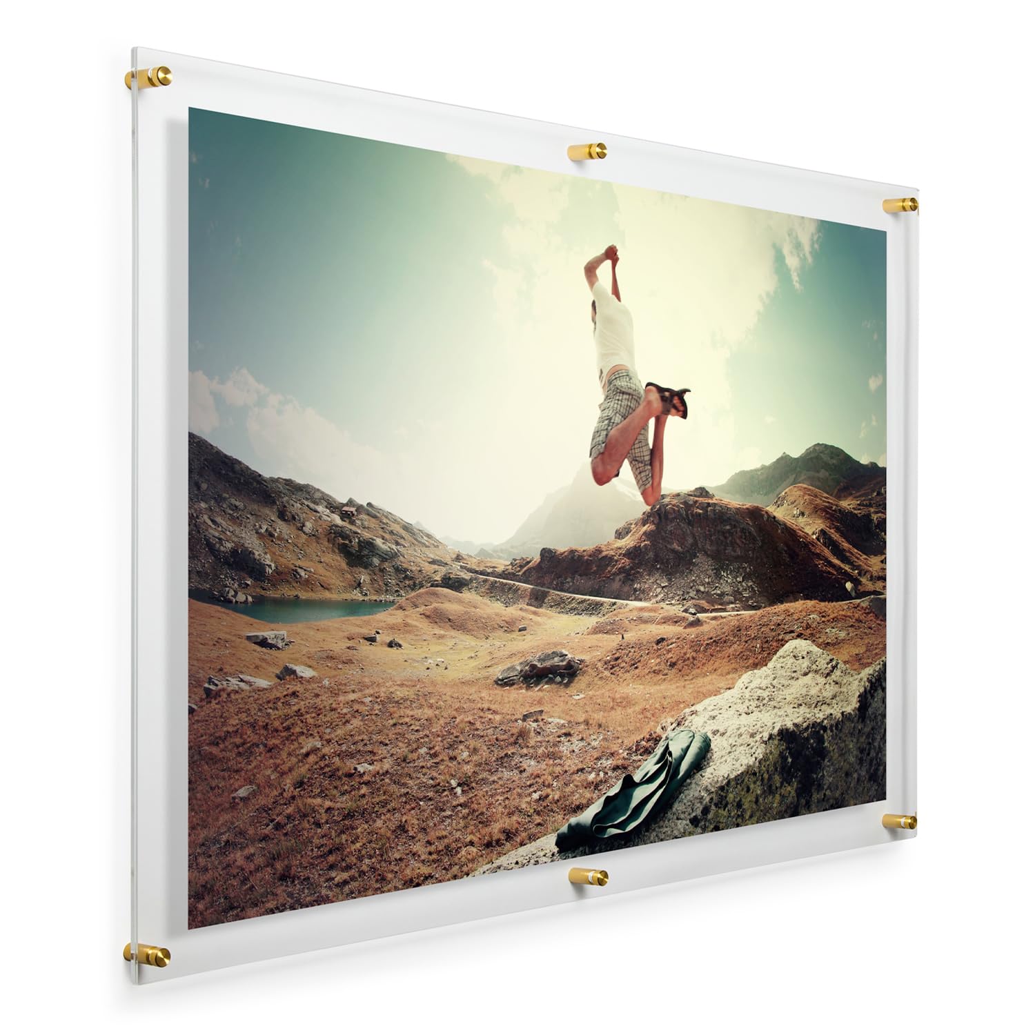 Wexel Art 24x36" Clear UV Grade Acrylic Floating Picture Frame Double Panel Photo Display with ...