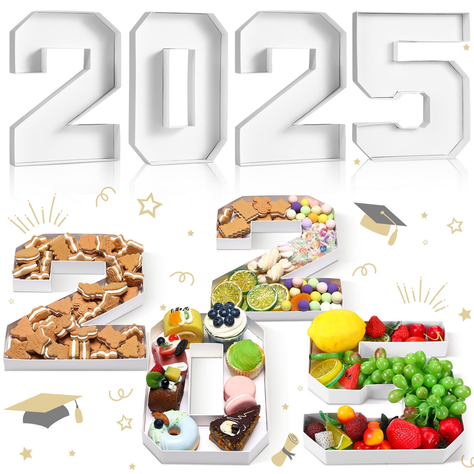 Mooliwe 4 Pcs 2025 Graduation Charcuterie Number Fillable Grad ...