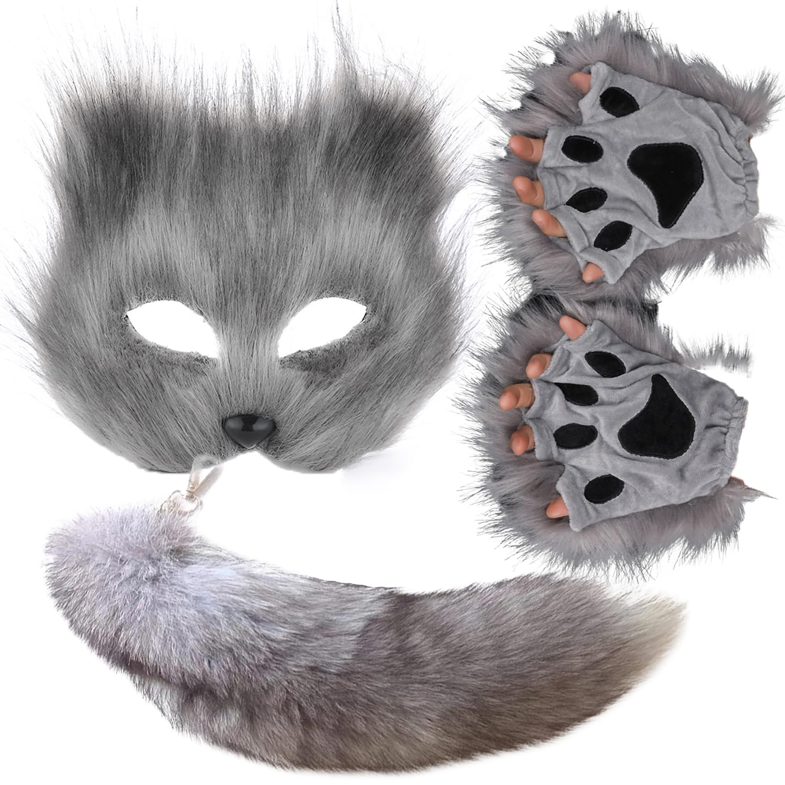 Mua Valpeak Therian Mask and Tail Set for Girls Halloween Cat Mask Tail ...