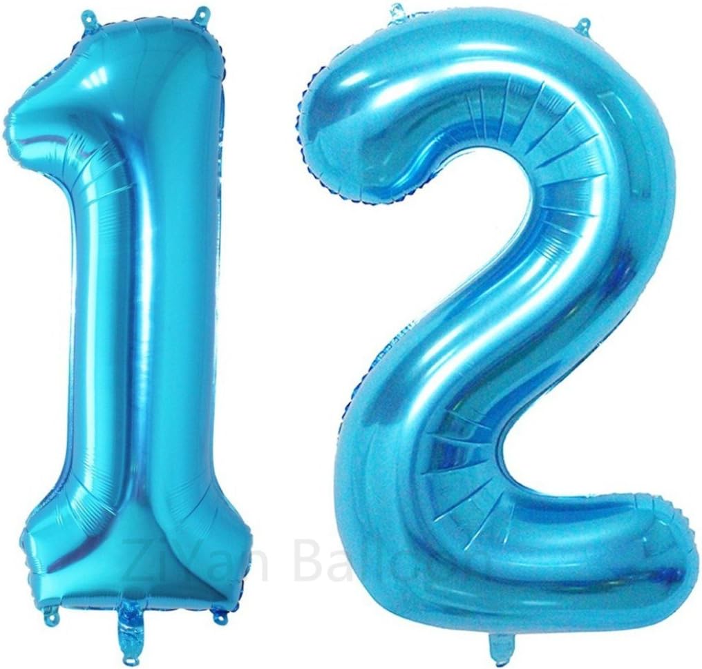 Amazon.com: ZiYan 40inch Blue Number 12 Balloon Party Festival ...
