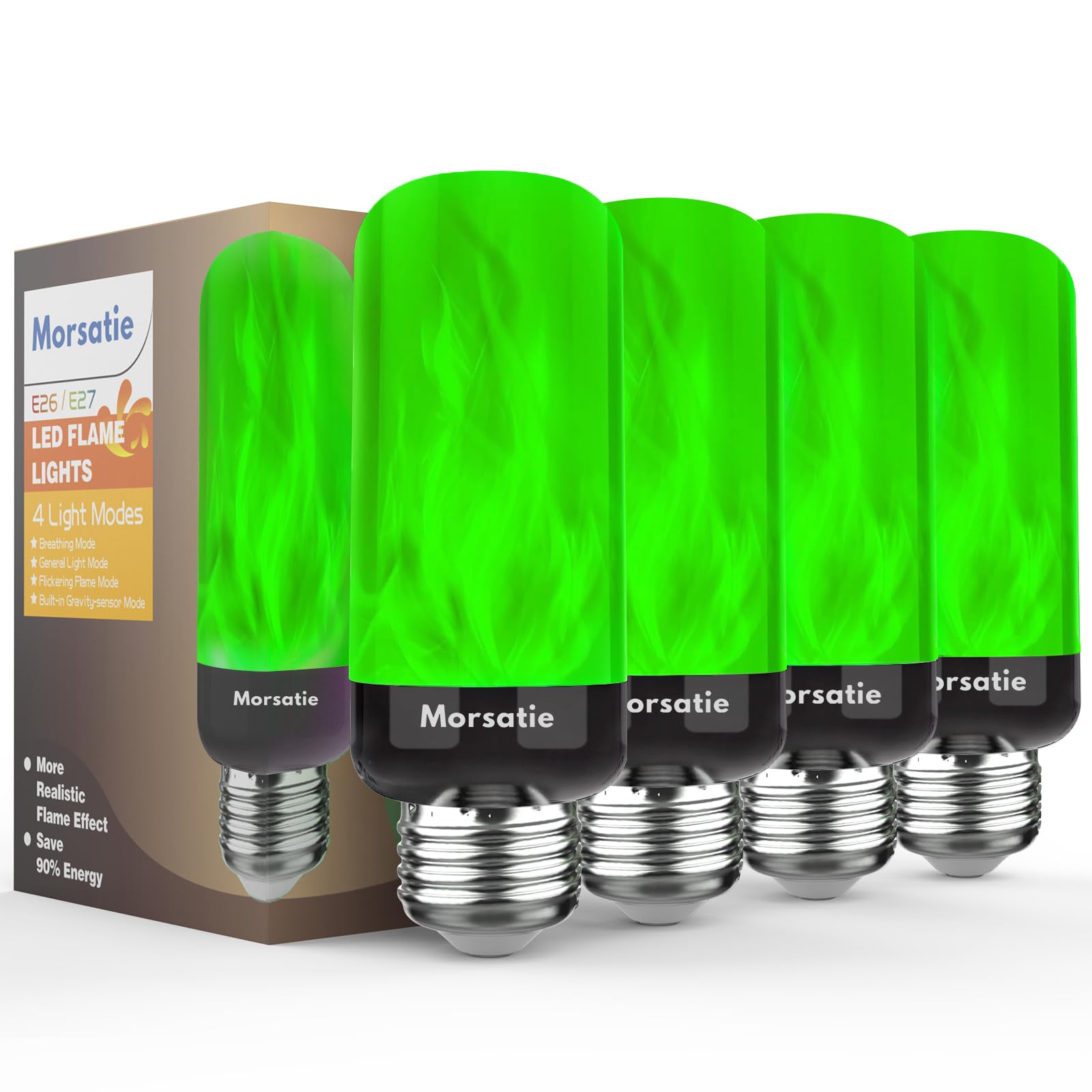 Morsatie ?Upgraded? LED Flame Light Bulbs, 4-Mode Flickering Light ...