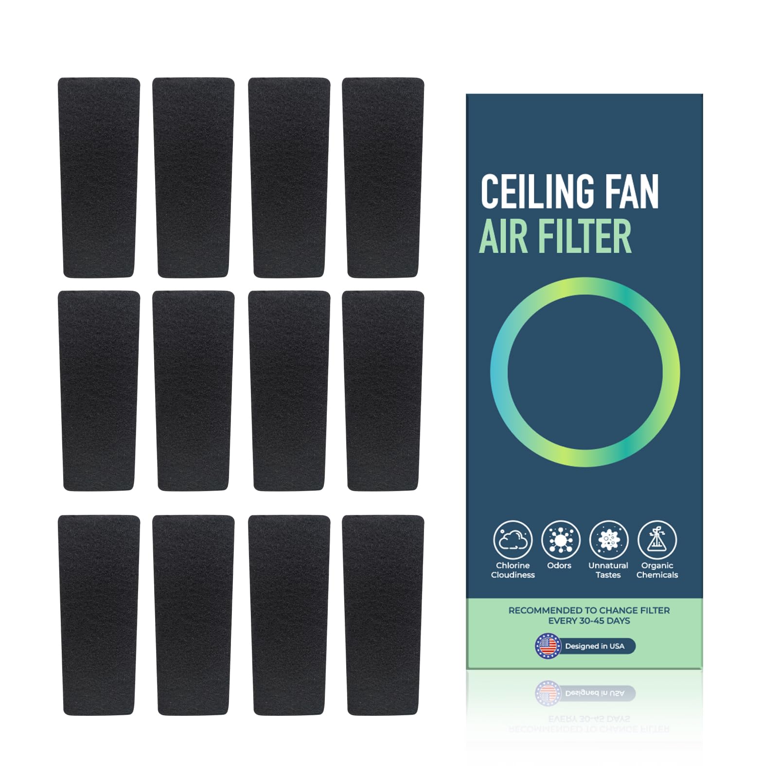 JJI Ceiling Fan Air Filter - Activated Charcoal Ceiling Fan Filters for ...