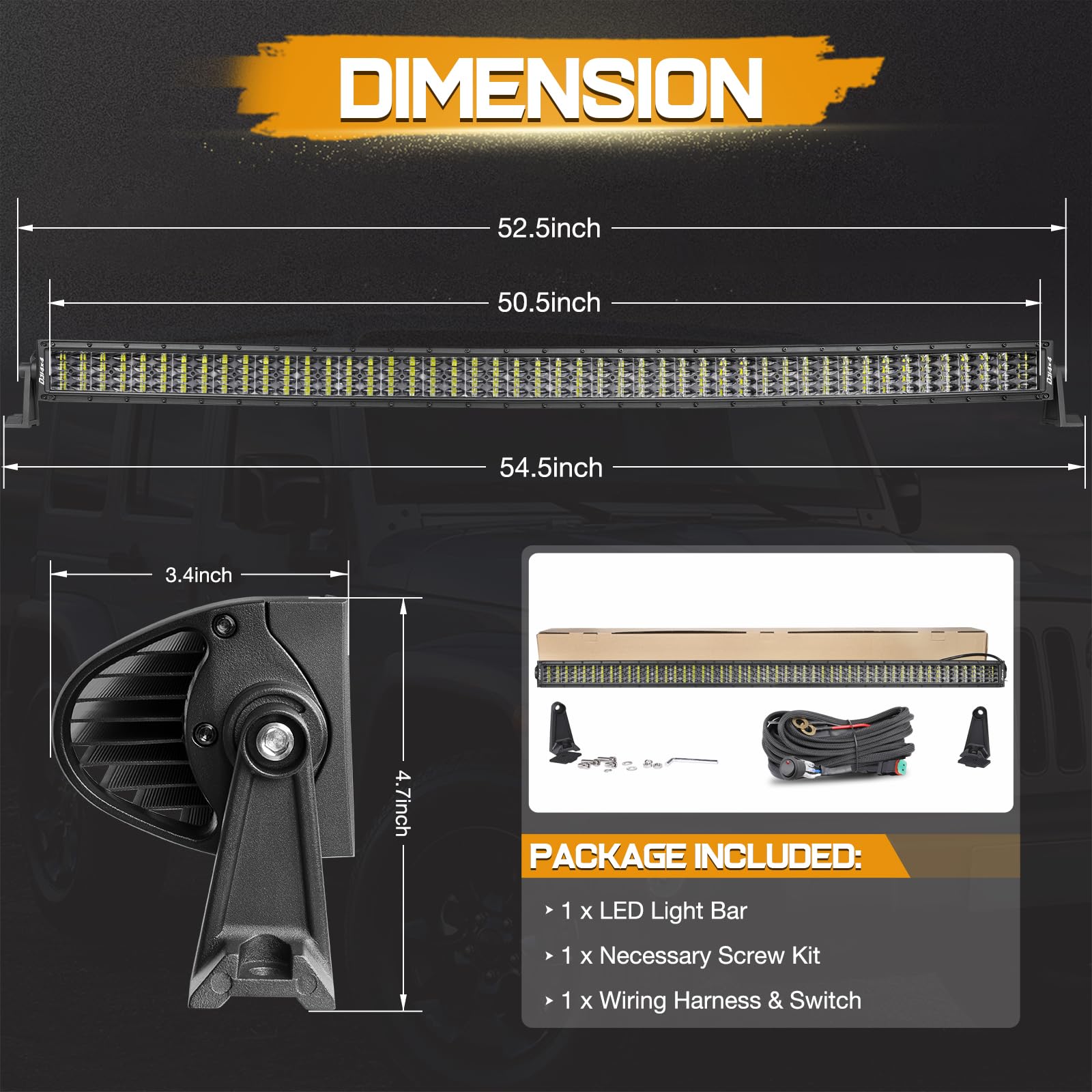 Mua 50 Inch Curved LED Light Bar, Niking Auto Quad Row LED Work Light ...