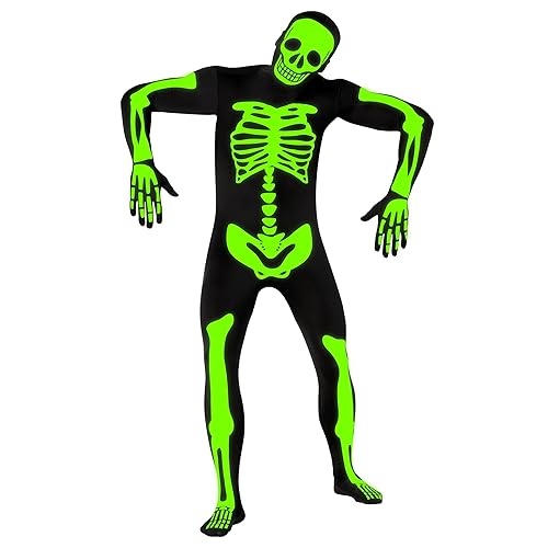 Morphsuits mens Glow Skeleton Morphsuit Fancy Dress adult sized ...