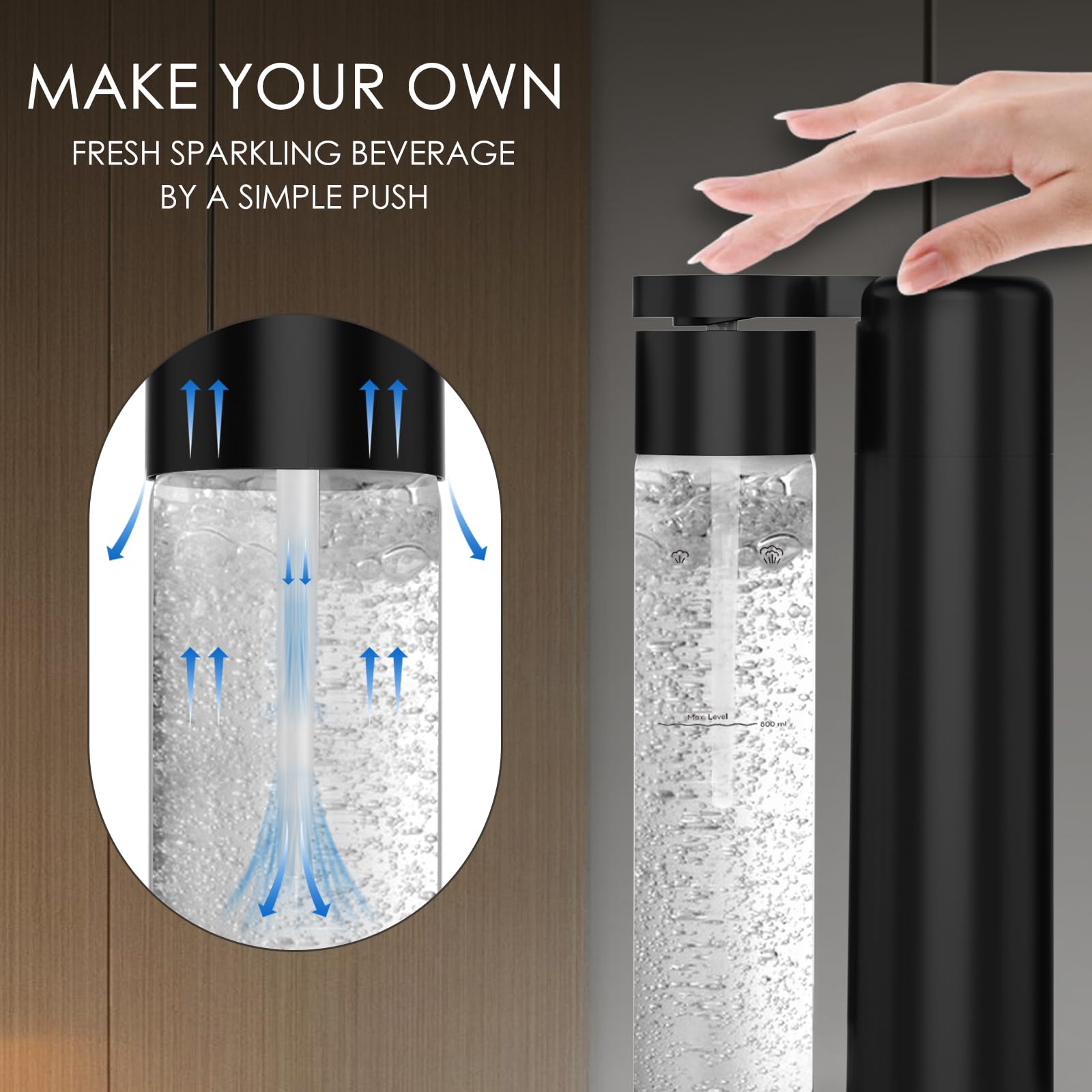 Sparkling Water Maker Machine, Soda Water Maker Carbonator For Home, 1L BPA Free Bottle(Only 1 ...