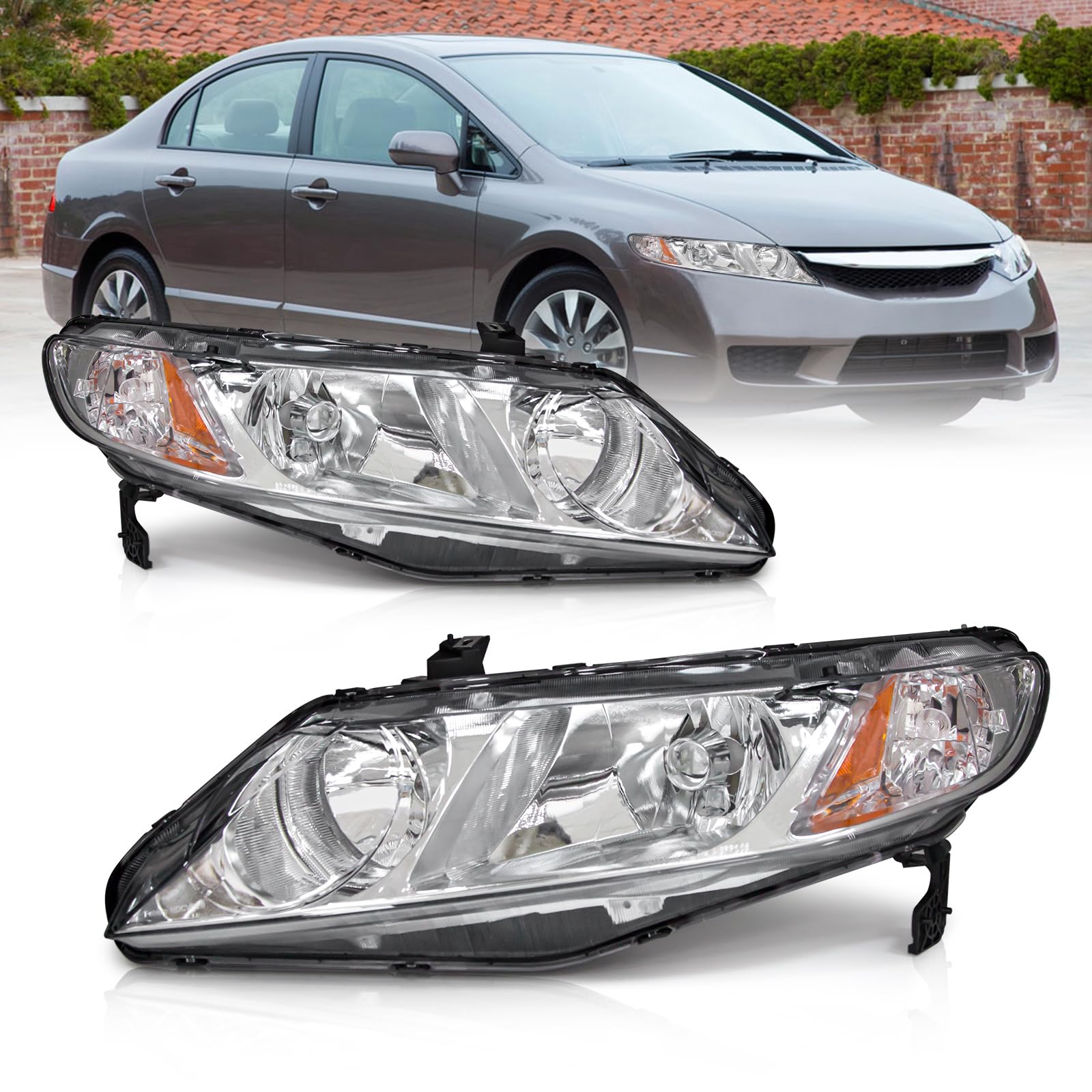 Axlaha Headlights Assembly Compatible With 2006 2011 Honda Civic Sedan