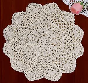 Amazon.com: Creative Linens 6PCS 10" Round Crochet Lace Doily Beige 100 ...