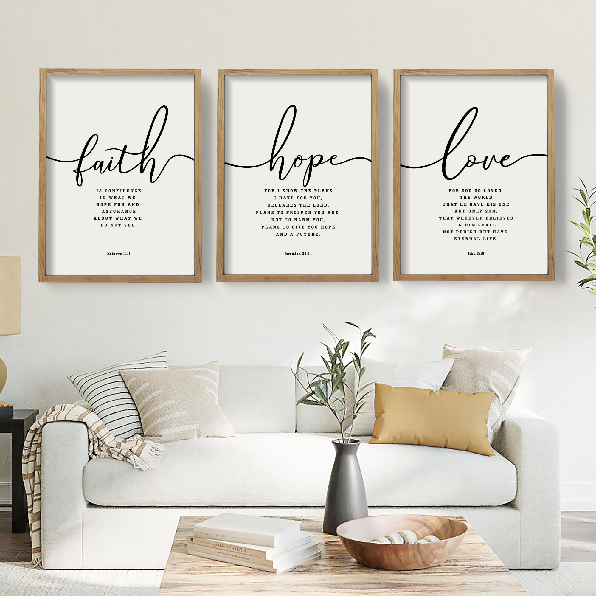 Houmury Set of 3 Framed Farmhouse Bible Verses Wall Decor Sign 11”x14 ...