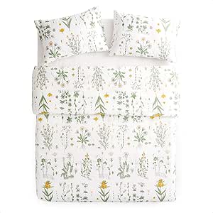Amazon.com: Wake In Cloud - Botanical Comforter Set, 100% Cotton Fabric ...