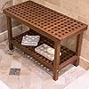 Belham Living Transitional Style Lattice Teak Shower Bench in Natural ...