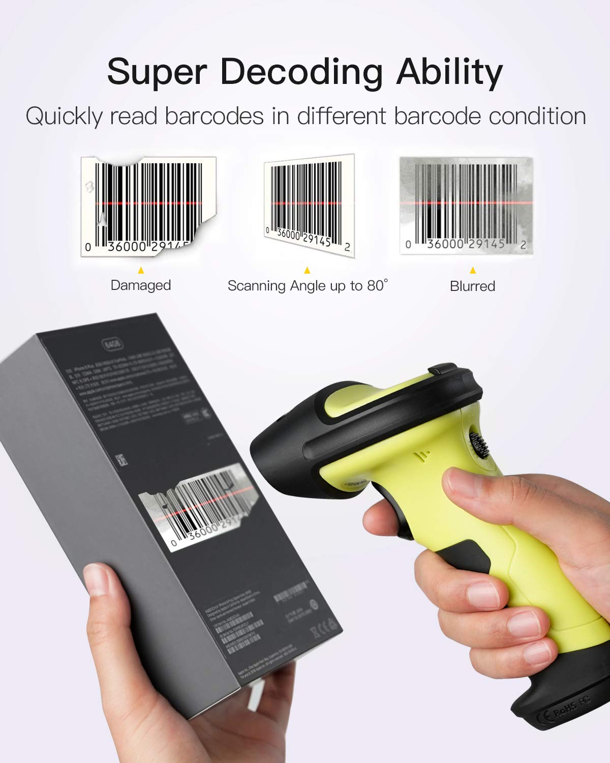 Mua Inateck Barcode Scanner, Wireless Scanner, 1 Charge 180 Days ...