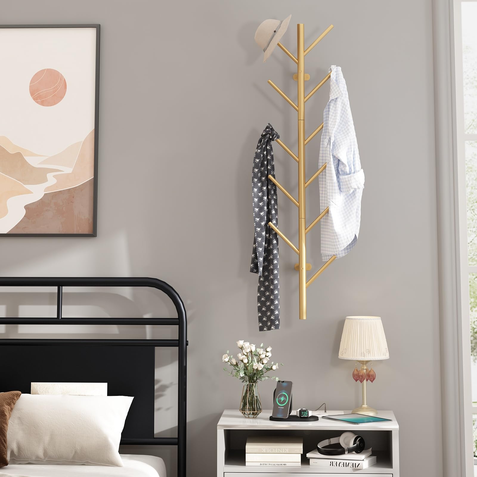 KADIGANG Wall Mount Modern Coat Rack, 39 Inch Metal Coat Hanger Rack ...