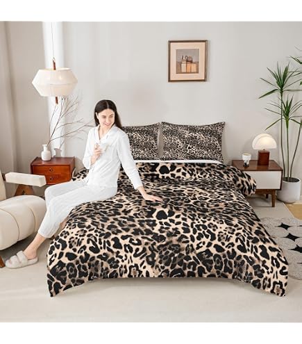Cheetah Print Comforter Set Twin Rainbow Leopard, 4 PC Twin Comforter