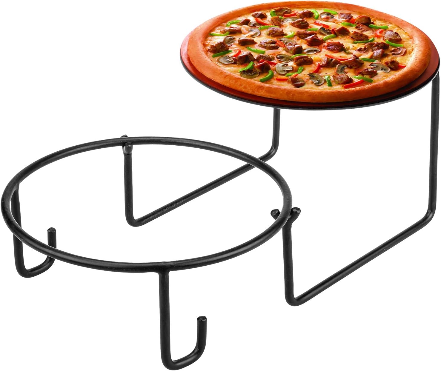 Amazon.com: MyGift 2-Tier Tabletop Black Metal Wire Pizza Pie Tray ...