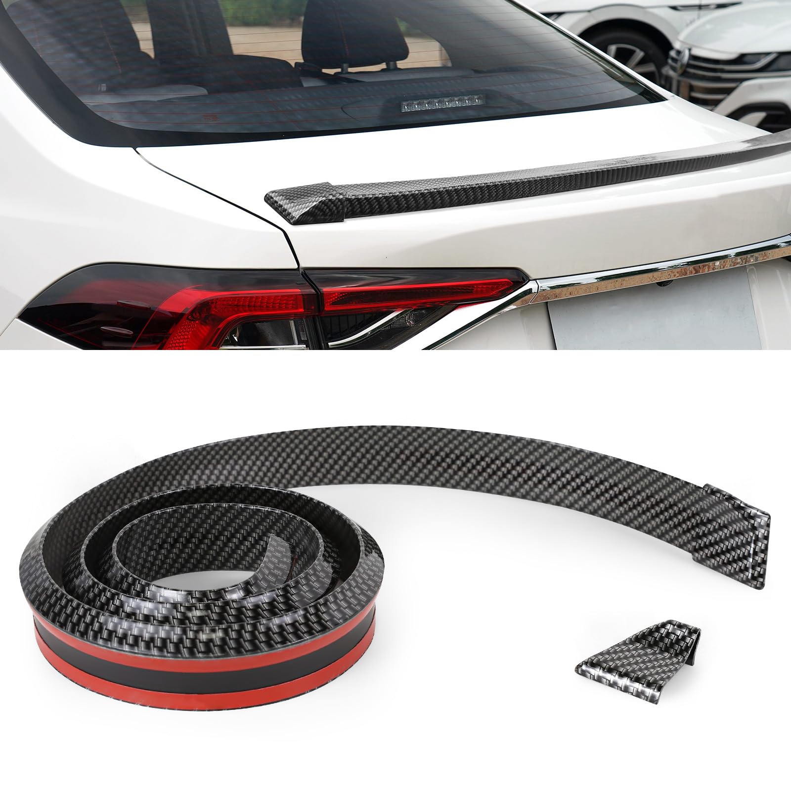 Wogomz Car Rear Spoiler Roof Lip Kit, Carbon Fiber 3D Rubber Car Trunk ...