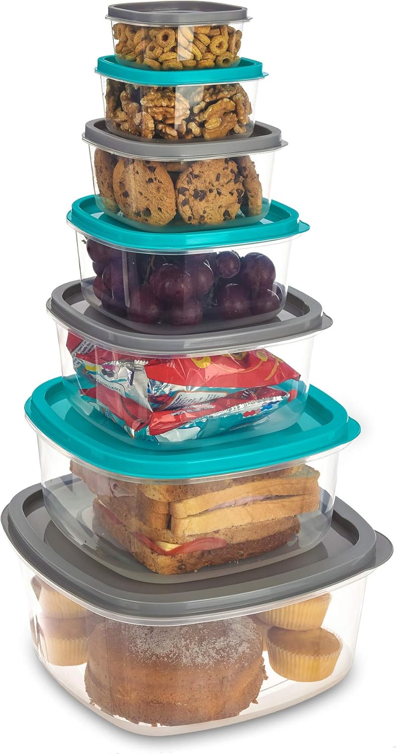 FiNeWaY 7pc Nesting Stackable Food Storage Containers Box with Airtight Lids BPA Free Lunch ...