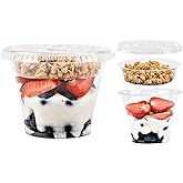 Amazon.com | 16 oz Clear Plastic Parfait Cups with Insert 4oz & Flat ...