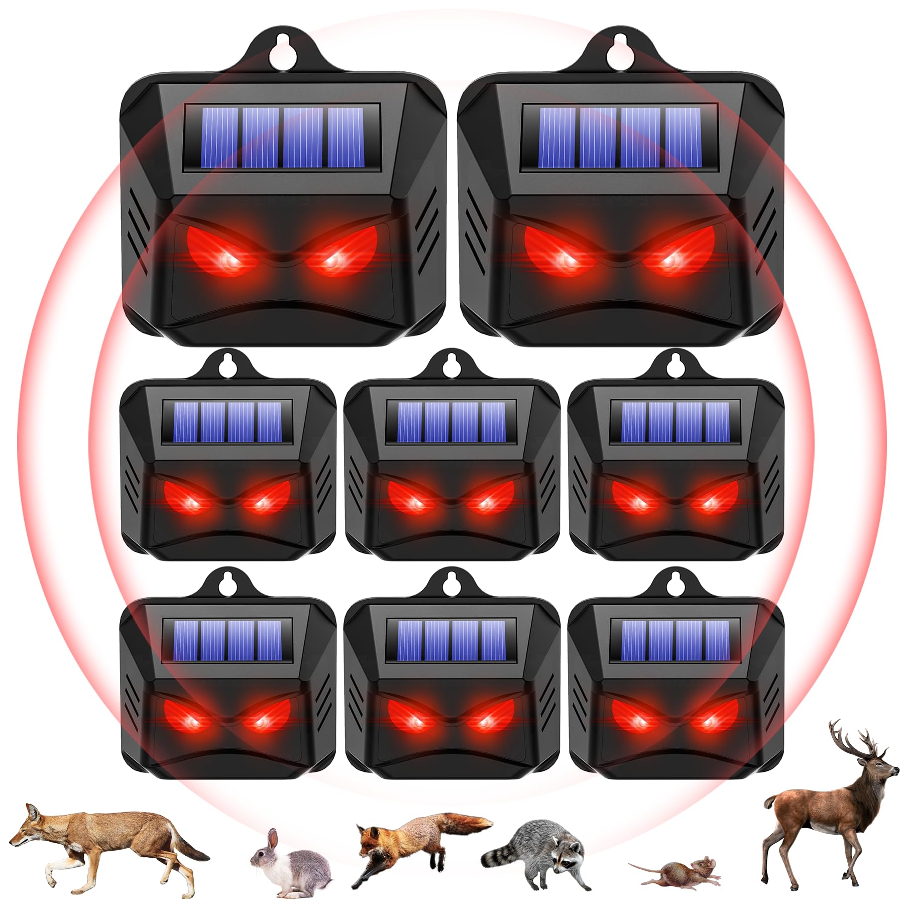 Solar Animal Repeller,8 Packs Upgraded Coyote Deterrent with Flashing ...