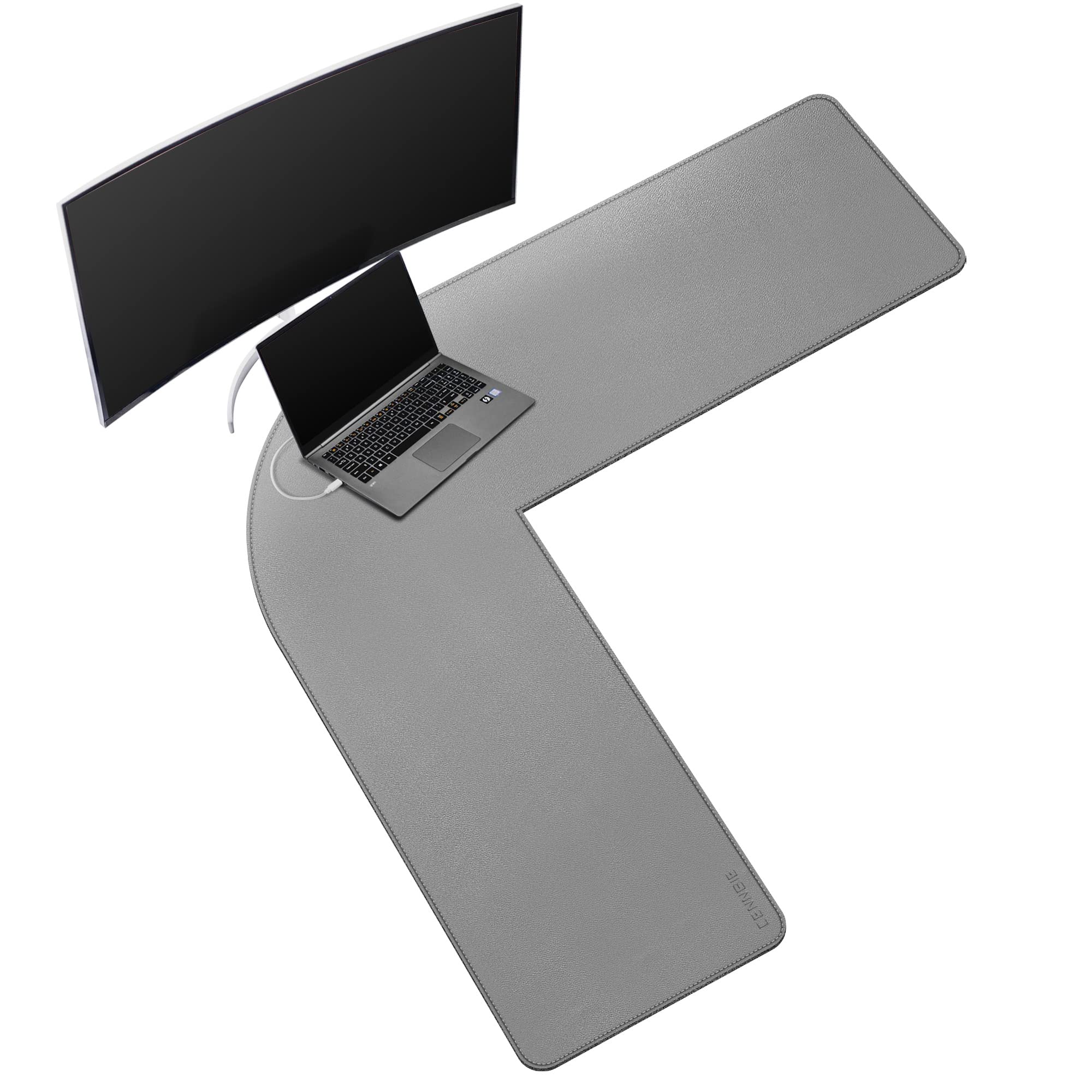 CENNBIE L Shaped Desk Pad,????47.24x47.24x15.75 inches Corner Leather ...