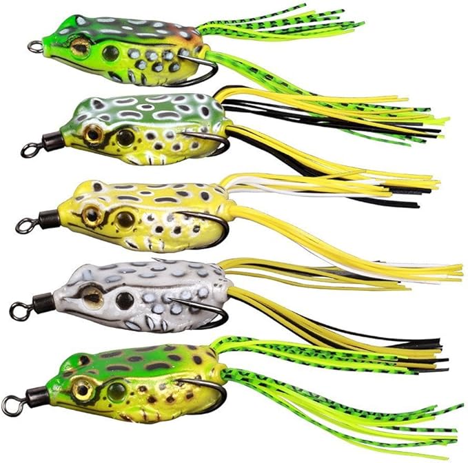 5pcs Fishing Frogs Toad Soft Plastic Hollow Lure Crankbait Hooks Bass ...