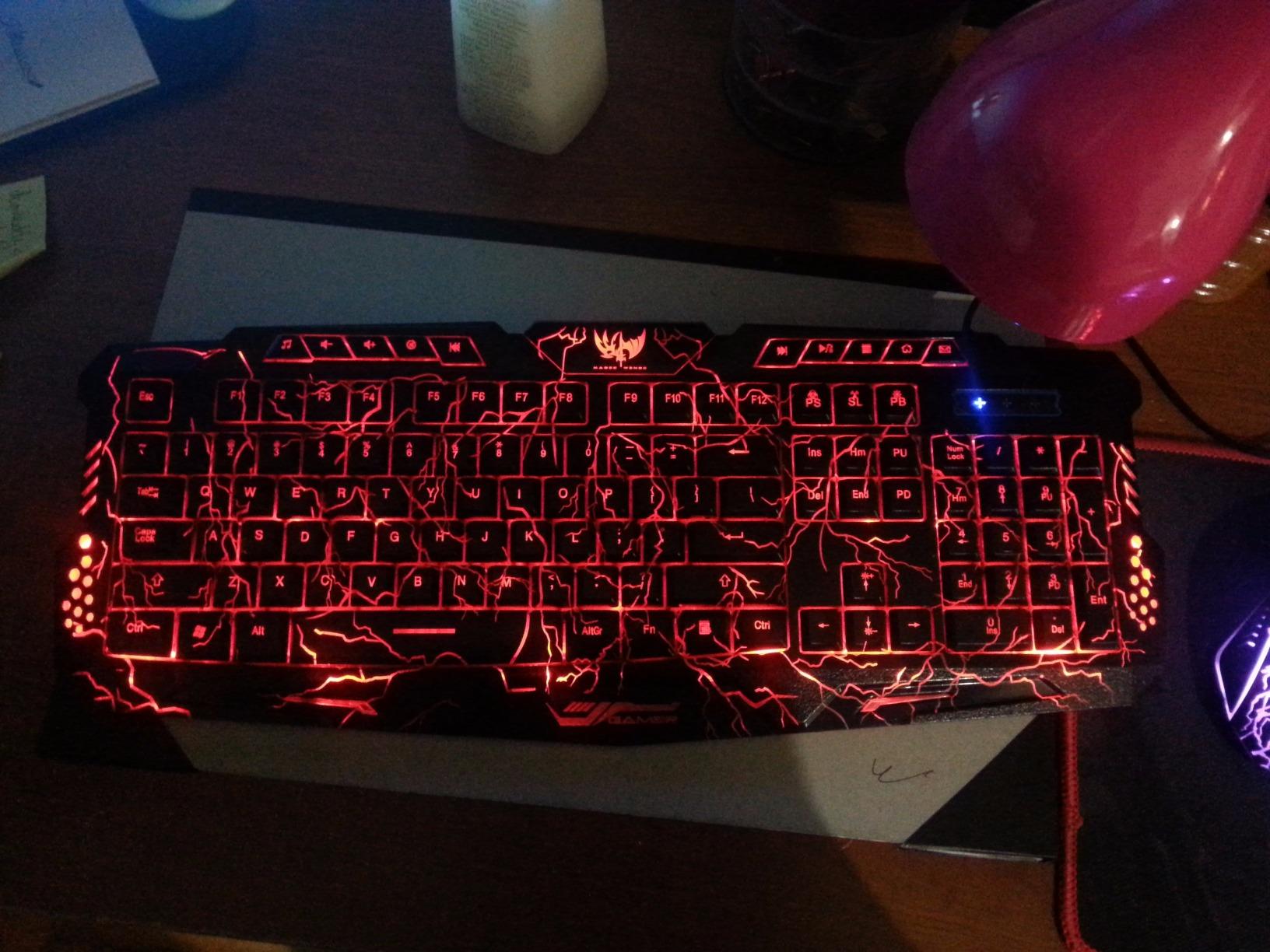 BlueFinger® USB Wired Blue Red Purple Color LED Backlit Keyboard and ...