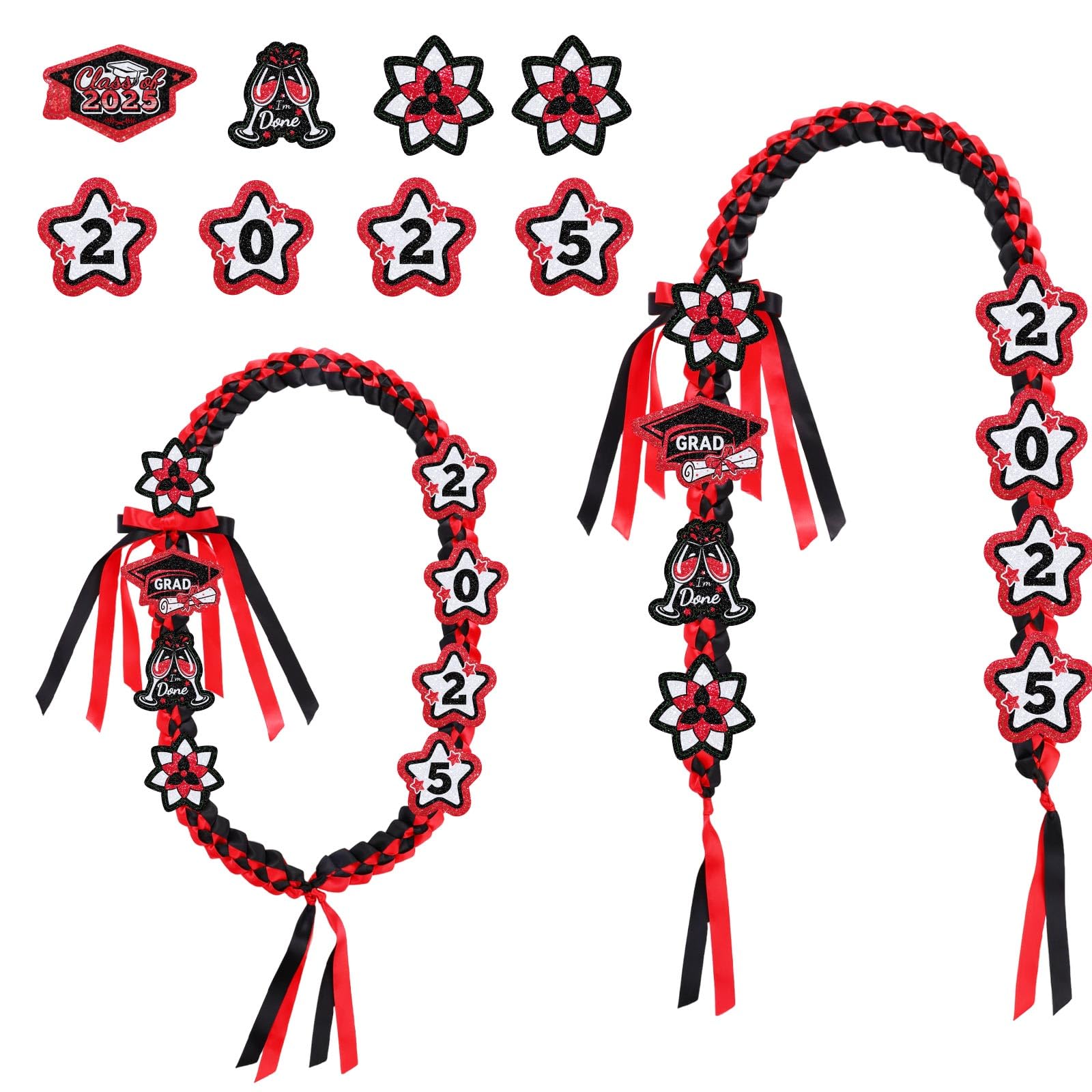 9pcs Graduation Leis Set, Class of 2025 Graduation Neck Garland Braided ...