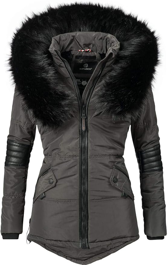 Navahoo Nirvana Ladies’ Winter Jacket with Black Faux Fur Hood XS-XXL ...